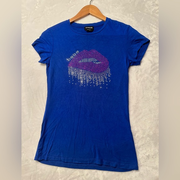 bebe | Tops | Bebe Rhinestone Lips Tshirt Super Soft Excellent ...